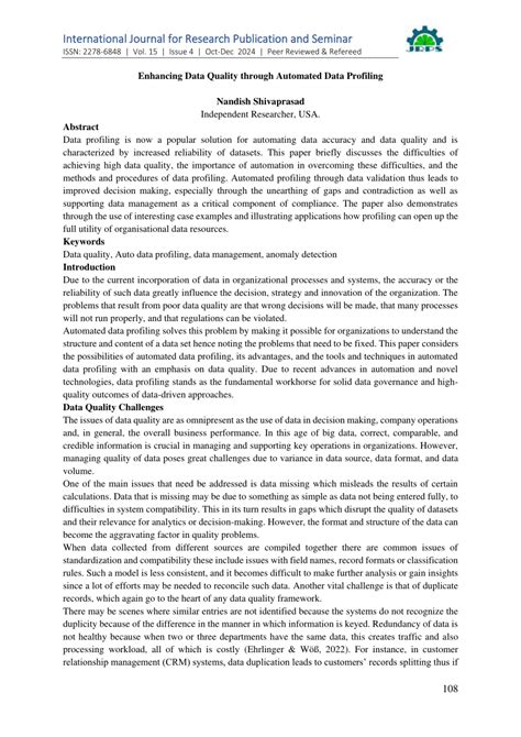 Pdf Enhancing Data Quality Through Automated Data Profiling