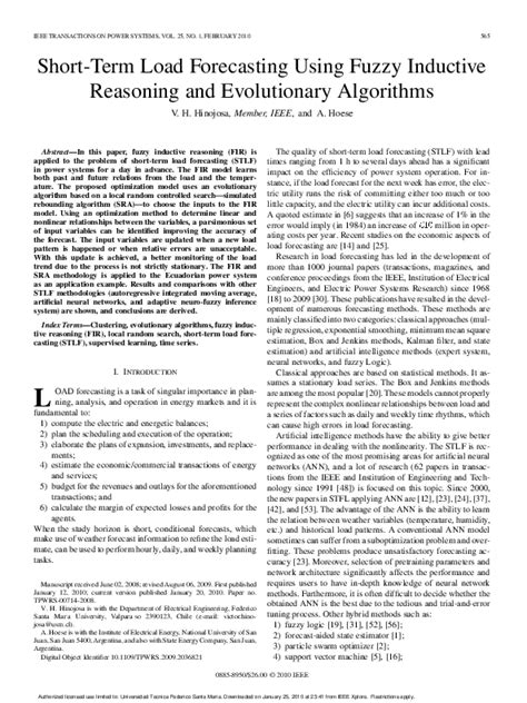 Pdf Short Term Load Forecasting Using Fuzzy Inductive Reasoning And