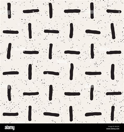 Hand Drawn Style Ethnic Seamless Pattern Abstract Geometric Tiling Background In Black And