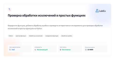 Проверка обработки исключений в простых функциях Labex