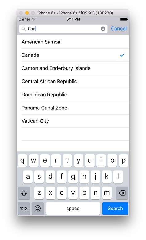Ios Trying To Make Uisearchcontroller Function Like Language Settings