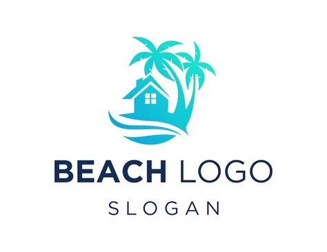 해변 로고 디자인 프리미엄 벡터