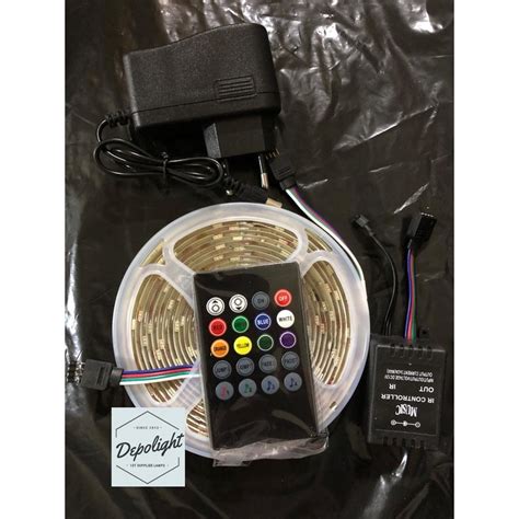 Jual Lampu Strip LED RGB 10 Meter Waterproof Outdoor Indoor Ip65 Lengkap Adaptor Remot Ada