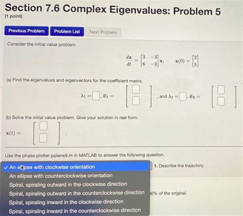 Solved Section 76 Complex Eigenvalues Problem 4 1 Point