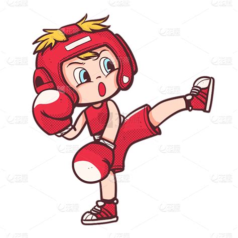 卡通 拳击手男生人物插画9
