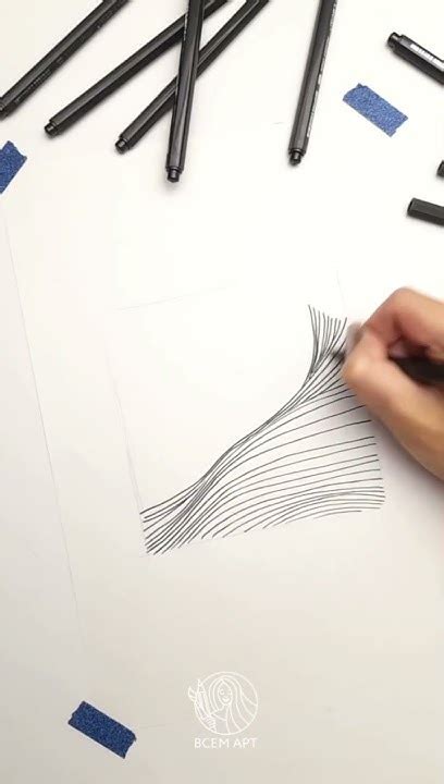 Как нарисовать морскую волну Короткие уроки рисования в графике от Всем Арт Short Shorts