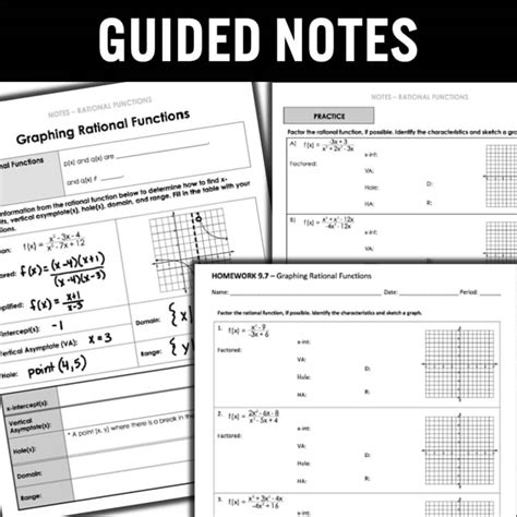 Graphing Rational Functions Lesson Video Guided Notes Homework