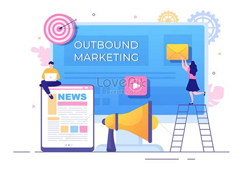 아웃바운드 마케팅 비즈니스 일러스트레이션 일러스트 무료 다운로드 Lovepik