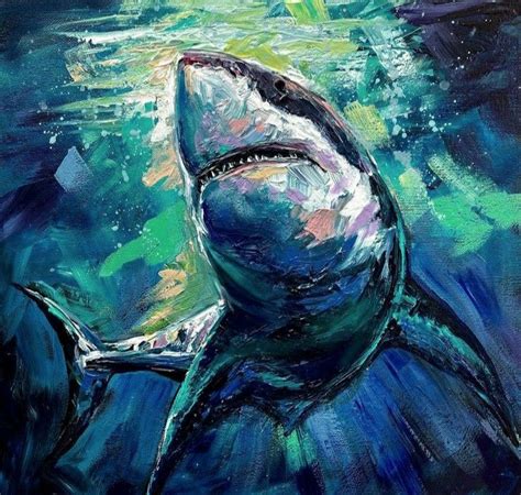 The Hunter Print Shark Canvas Shark Artwork Shark Print Etsy Artofit