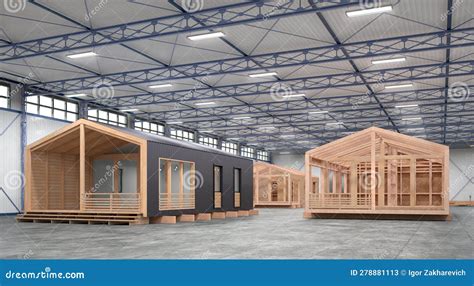 Workshop For The Assembly Of Modular Buildings With Houses 3d