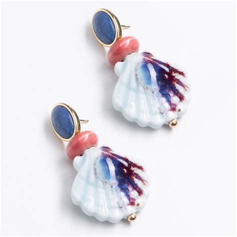 Blue Shell Drop Earrings Nakamol