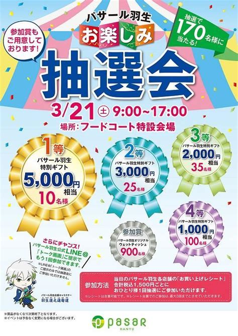 3 21土はお楽しみ抽選会 インフォメーション Pasar パサール 羽生東北自動車道 サービスエリア ドラぷら