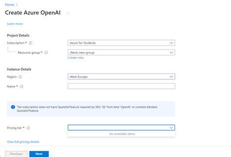 How To Fix Issue With Pricing Tier Selection When Creating An Azure Openai Resource