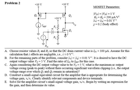 Solved Problem V V MOSFET Parameters V χ Chegg