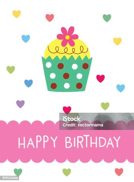 컵 케 익 생일 카드 벡터입니다 머핀 생일 축 하 카드 벡터입니다 컵 케 잌은 인사말 카드 머핀 인사말 카드입니다 달콤한 음식에 대한 스톡 벡터 아트 및 기타 이미지