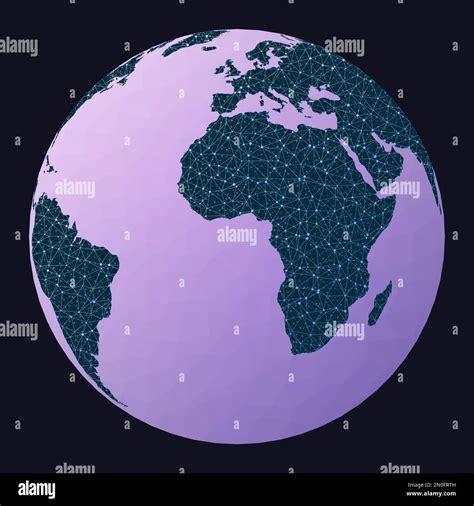Global Internet Business Concept Orthographic Projection World Network Map Wired Globe In
