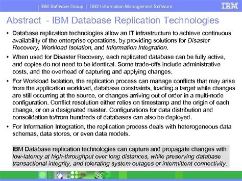 IBM Software Group Database Replication And Change