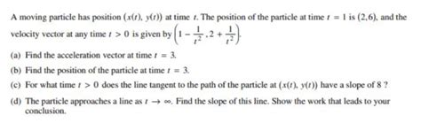 solved a moving particle has position x i y i at time 1