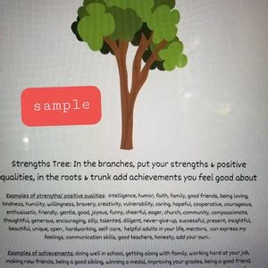 Therapist Counselor WORKSHEETS Strength Tree Teens Mental Health Counseling Tool For Teen