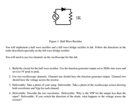 Solved Figure 1 Half Wave Rectifier You Will Implement A