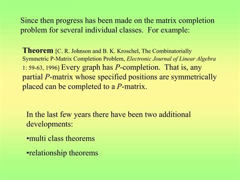 Ppt Matrix Completion Problems For Various Classes Of P Matrices Powerpoint Presentation Id