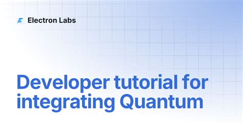 Developer Tutorial For Integrating Quantum Electron Labs