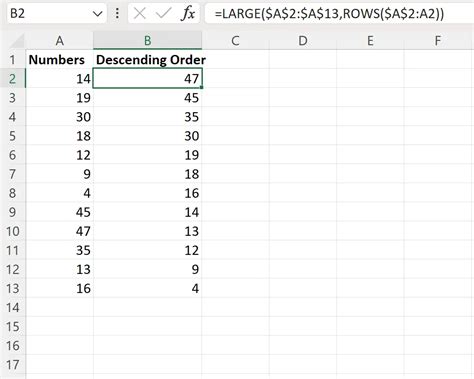 Excel Formel Zum Sortieren Von Zahlen In Aufsteigender Oder