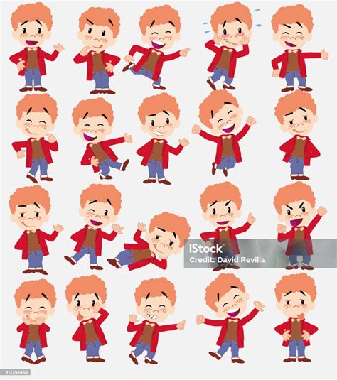 만화 캐릭터 여자 스웨터와 다른 자세 태도와 포즈 벡터 벡터 그림에 다양 한 활동을 하 고 긍정적인 태도에 항상 설정 합니다 교사 교육 관련 직업에 대한 스톡 벡터 아트 및