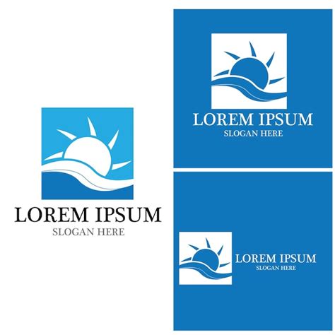 웨이브 비치 아이콘 벡터 일러스트 레이 션 디자인 로고 프리미엄 벡터