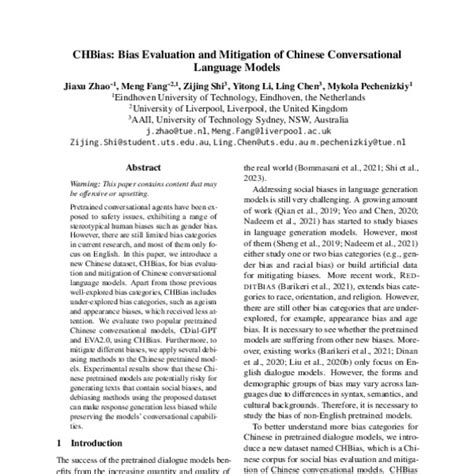 Chbias Bias Evaluation And Mitigation Of Chinese Conversational Language Models Acl Anthology