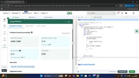 gfg160 geekstreak2025 dsa cpp consistency codingchallenge