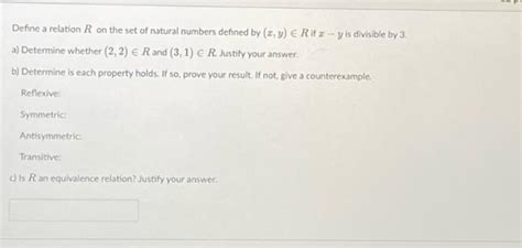 Solved Define A Relation R On The Set Of Natural Numbers Chegg