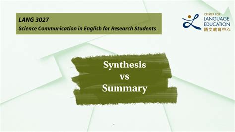 Synthesis Vs Summary By Hkust Cle On Prezi