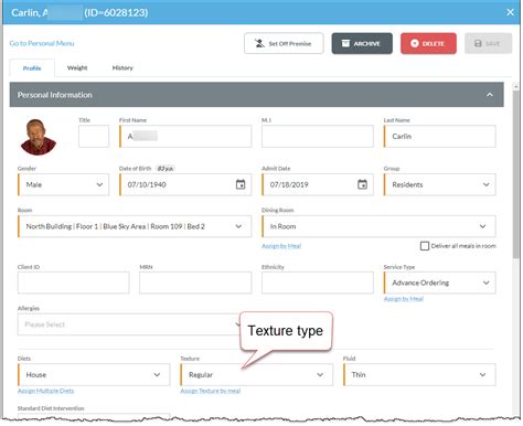 Assigning Diet Order Diet Type Texture Type To A Resident Patient Mealsuite