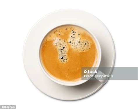 흰색 배경에 고립 된 커피 컵 상단보기 클리핑 경로와 함께 0명에 대한 스톡 사진 및 기타 이미지 0명 가득 찬 갈색 Istock