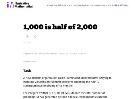 Illustrative Mathematics F Bf 1 000 Is Half Of 2 000 Lesson Plan For