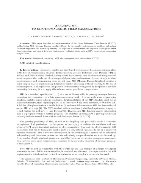 Pdf Applying Mpi To Electromagnetic Field Calculations