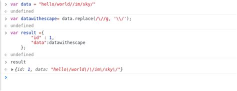 node js javascript having issue with escape character becomes twice when its an object stack