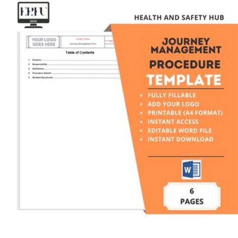 Safe Journey Management Plan For Project Sites Comprehensive Guide Word File Etsy