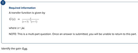 Required Information A Transfer Function Is Given By