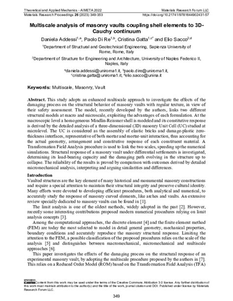 Pdf Multiscale Analysis Of Masonry Vaults Coupling Shell Elements To 3d Cauchy Continuum