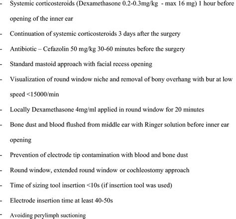 Residual Hearing Preservation Surgery Protocol Download Scientific Diagram