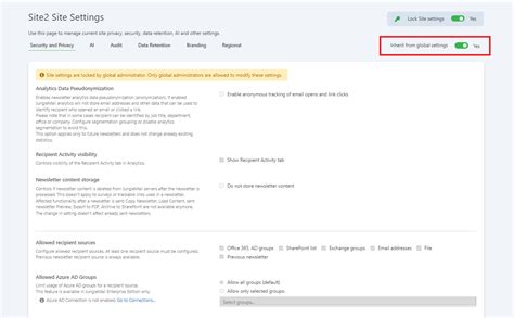 Global Settings Junglemail 365 Documentation