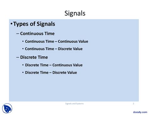 Types Of Signals Signals And Systems Lecture Handout Exercises
