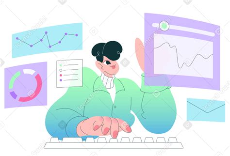 Man Working With Analytics Png Svg