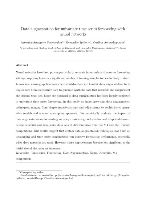 Pdf Data Augmentation For Univariate Time Series Forecasting With