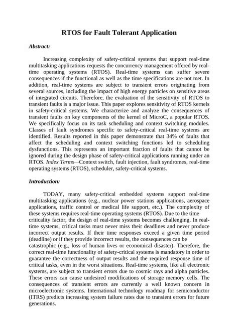 Pdf Types Of Faults That Need Checking Pg3 Rtos For Fault Tolerant