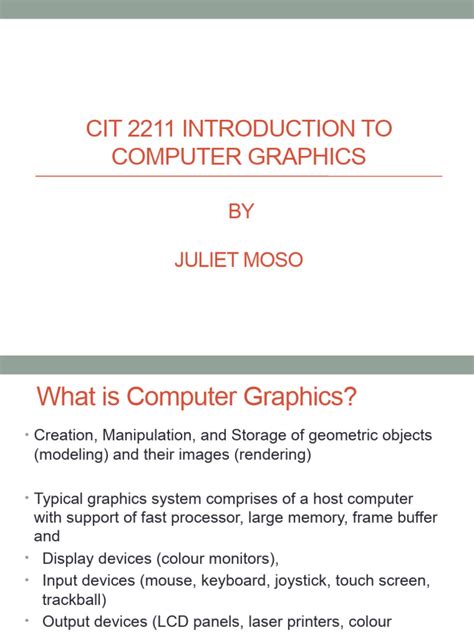 Cit 2211 Lecture 1 Introduction To Computer Graphics Pdf Rendering Computer Graphics