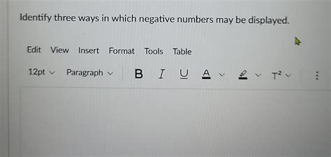 Solved Identify Three Ways In Which Negative Numbers May Be Chegg