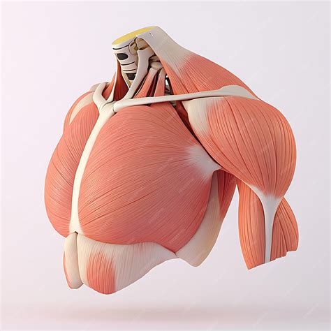 Human Upper Body Muscle Anatomy 3d Illustration Premium Ai Generated